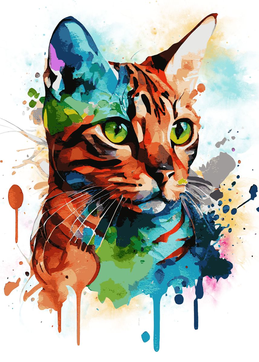'Abstract Bengal Cat' Poster, picture, metal print, paint by BestPrints ...