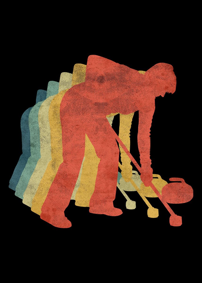 'Curling Stone Ice Retro' Poster by El Tropico | Displate