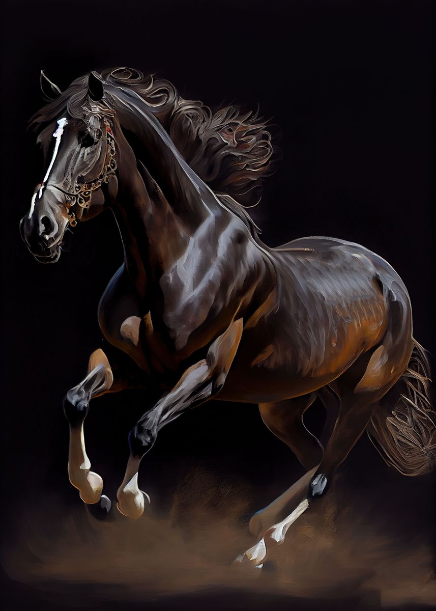 'Trakehner Horse Oil Paint' Poster, picture, metal print, paint by ...