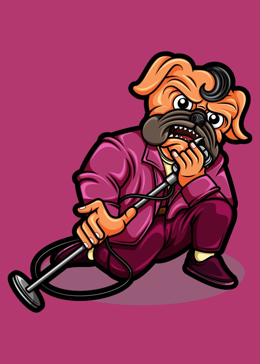 'Cute pug dog singing 1' Poster, picture, metal print, paint by ...