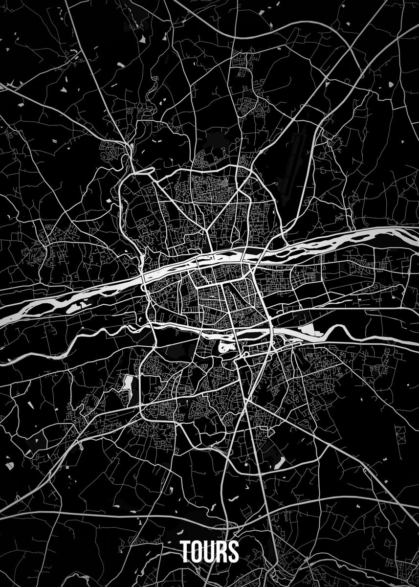 'Tours dark map' Poster, picture, metal print, paint by LUNGHISTE ...