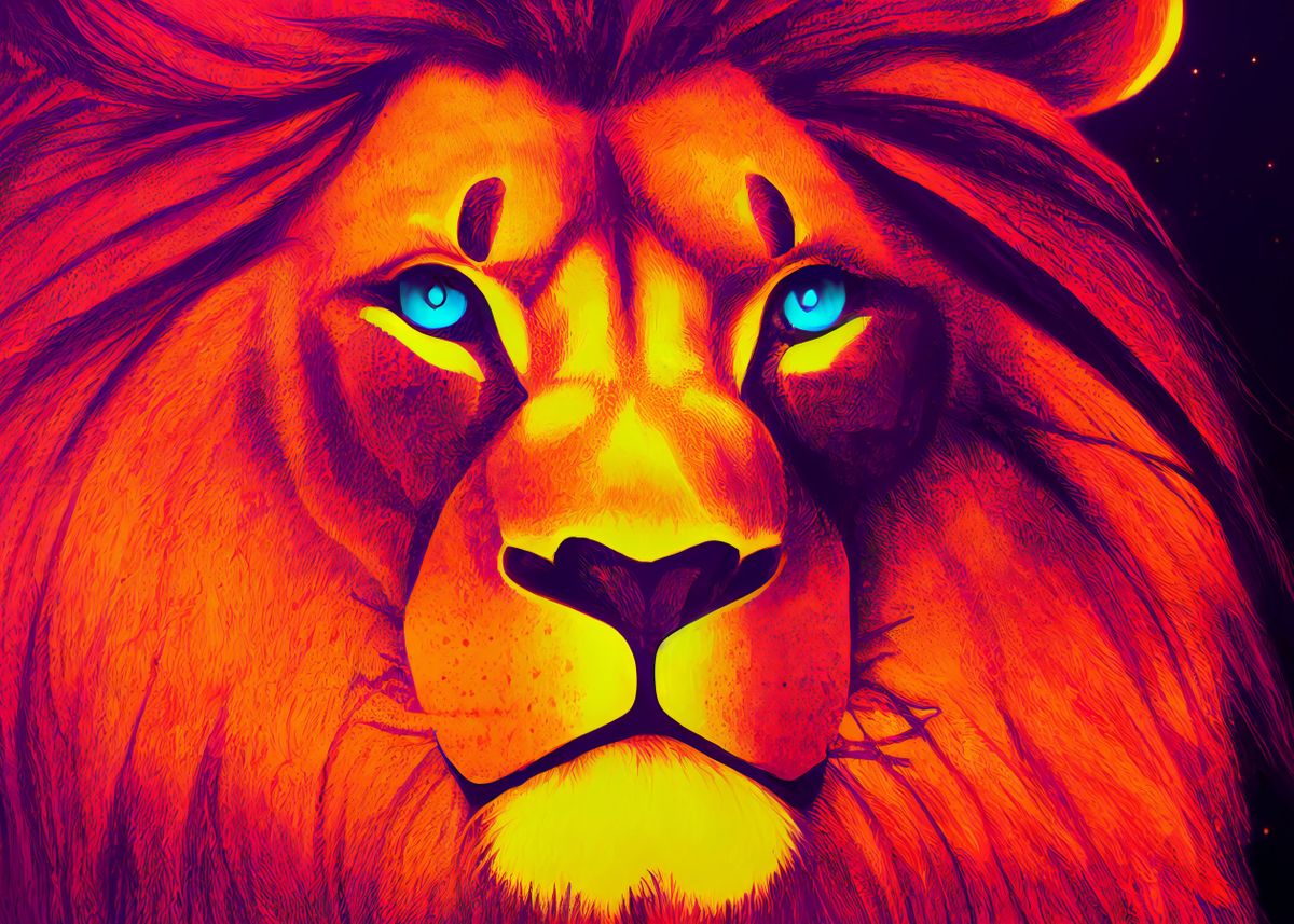 'Little pretty red lion' Poster by Queensy Collin | Displate