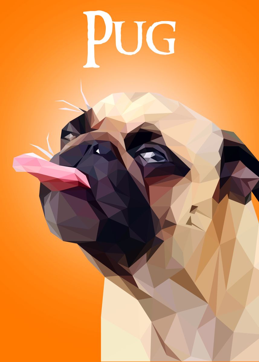 'Pug' Poster, picture, metal print, paint by Dare Neil | Displate