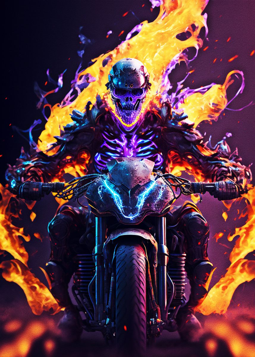 'Riders Fire' Poster, picture, metal print, paint by Coffee Design ...