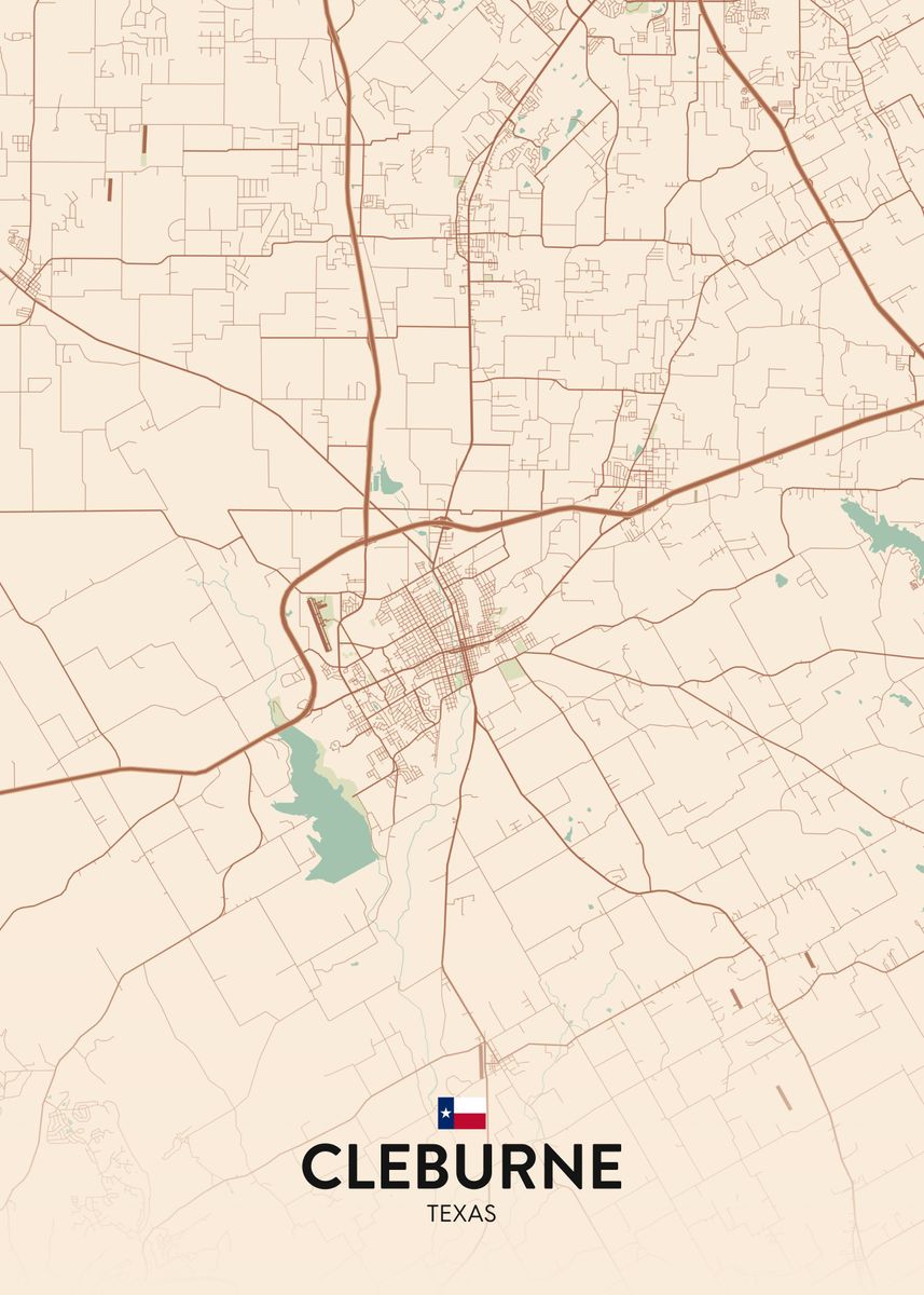 'Cleburne TX' Poster, picture, metal print, paint by IMR Designs | Displate