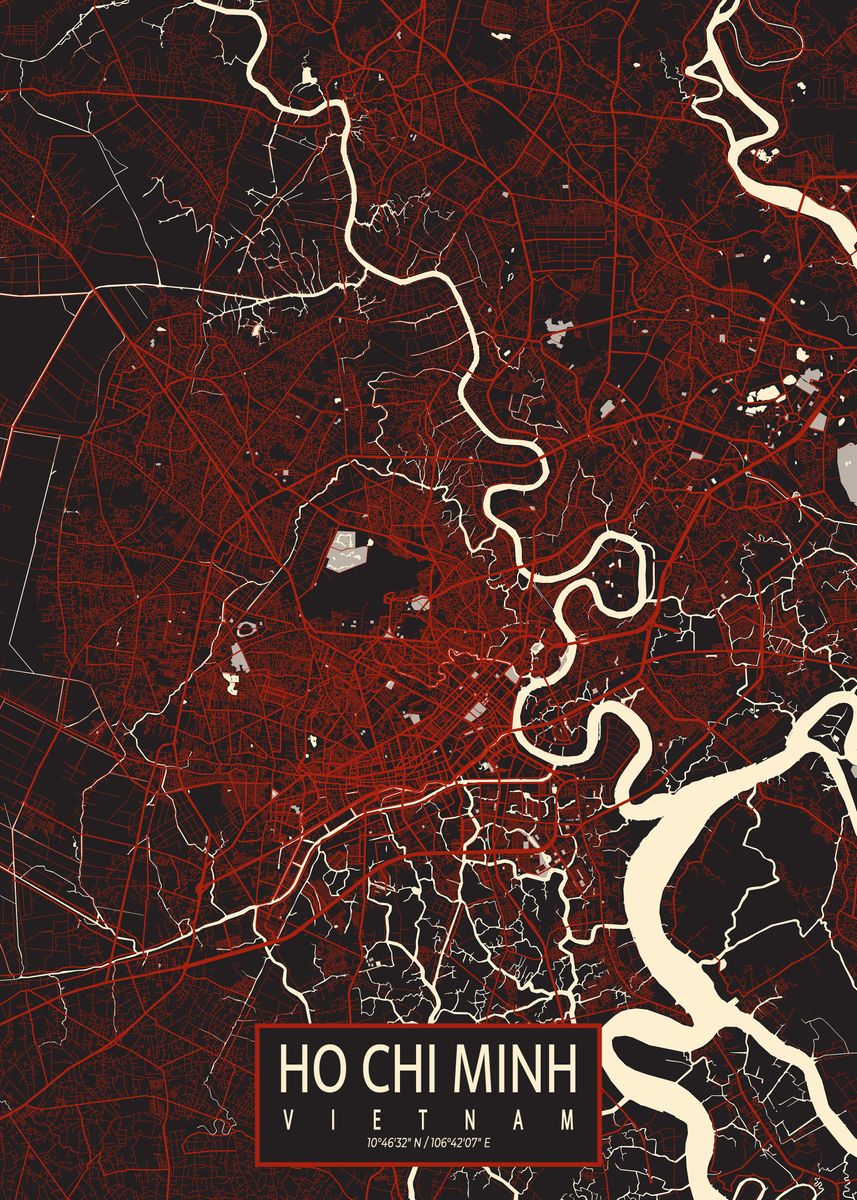 'Ho Chi Minh Map Vector' Poster, picture, metal print, paint by deMAP ...