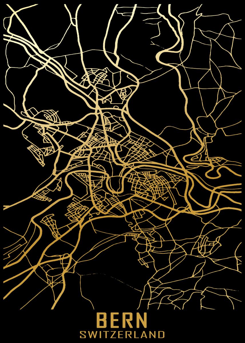 'Bern Switzerland City Map' Poster, picture, metal print, paint by ...