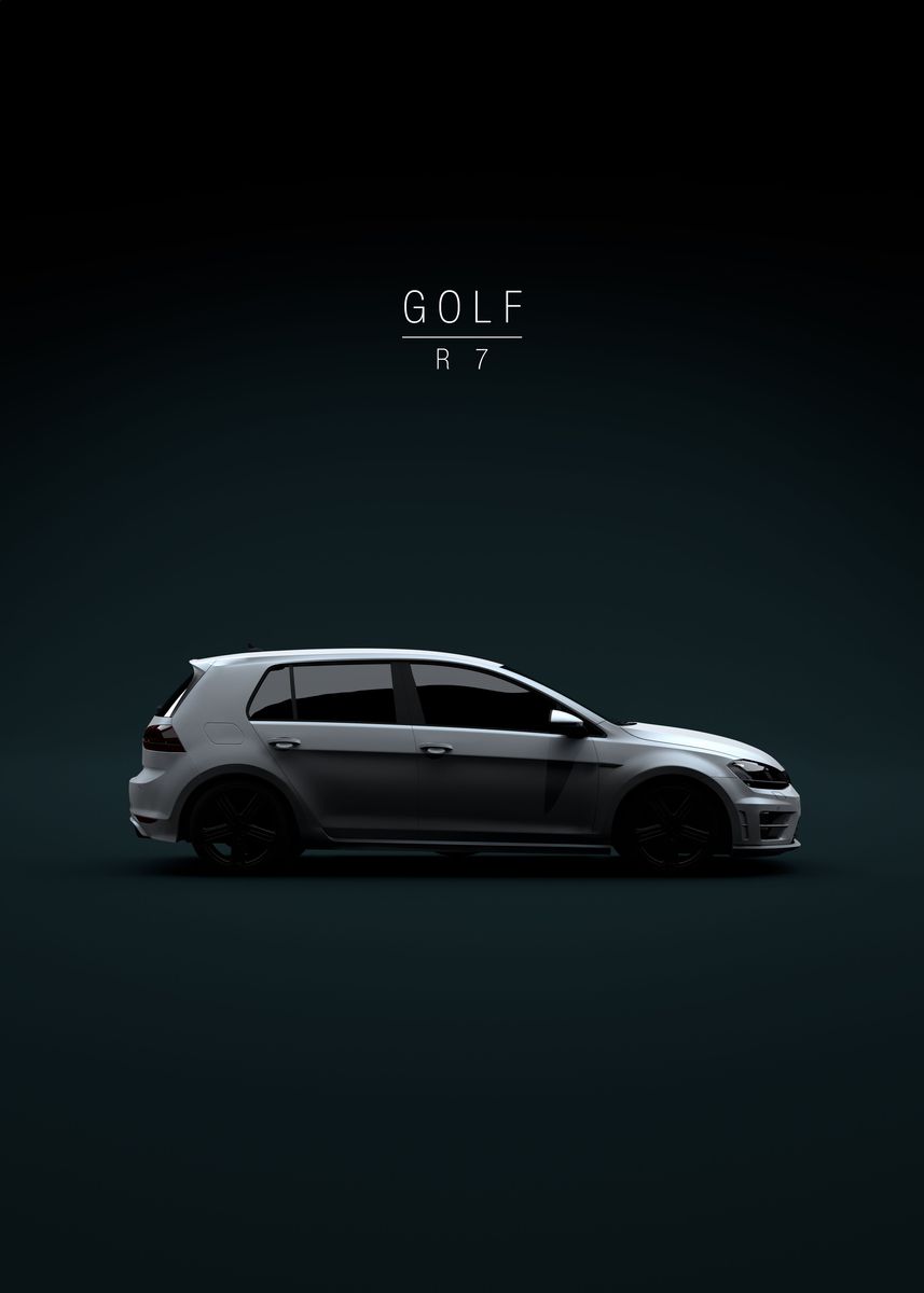 '2014 Golf R VII White 5Dr' Poster, picture, metal print, paint by 21 ...