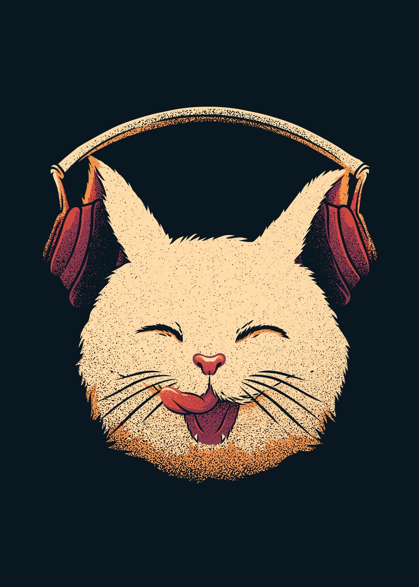 'Smiling Musical Cat' Poster, picture, metal print, paint by Tobias ...