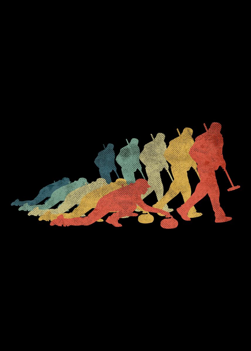 'Curling Players Stone' Poster by El Tropico | Displate