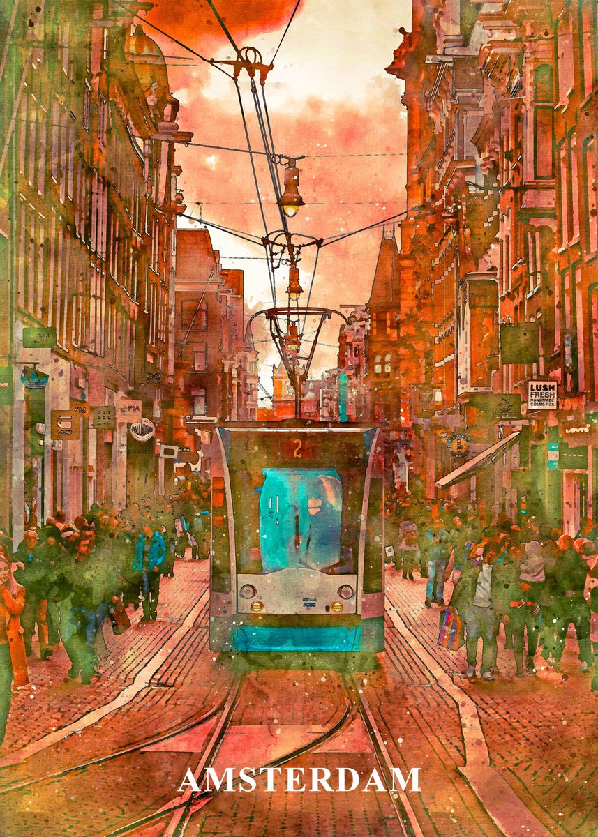 'Amsterdam City Painting' Poster by Colorize Studio | Displate