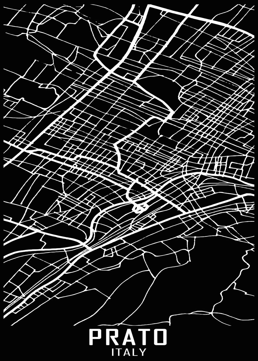 'Prato Italy City Map' Poster by HildaWarren Studio | Displate