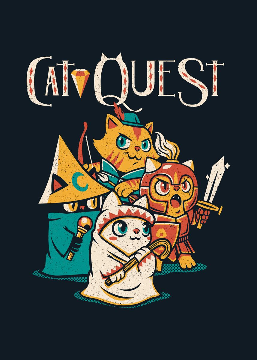 'Cat Quest RPG Cats' Poster, picture, metal print, paint by Tobias ...