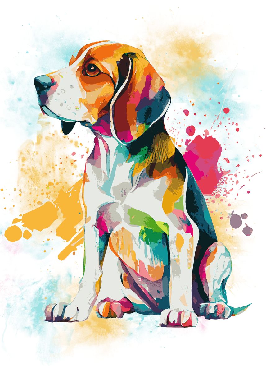 'Abstract Colorful Beagle' Poster, picture, metal print, paint by ...