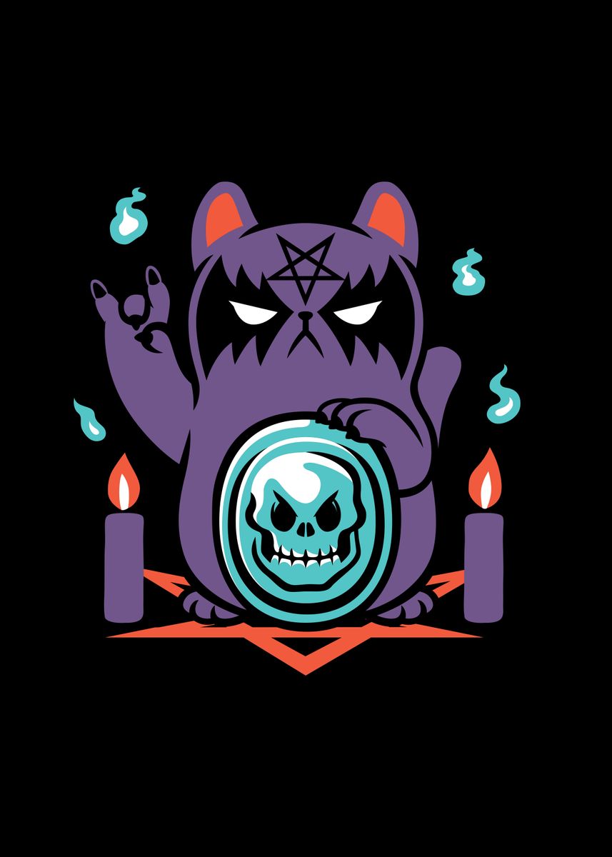 'Bad Luck Satanic Cat' Poster, picture, metal print, paint by Tobias ...
