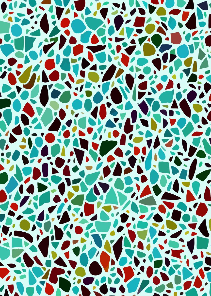 'Turquoise Terrazzo Mosaic ' Poster by Prawny | Displate
