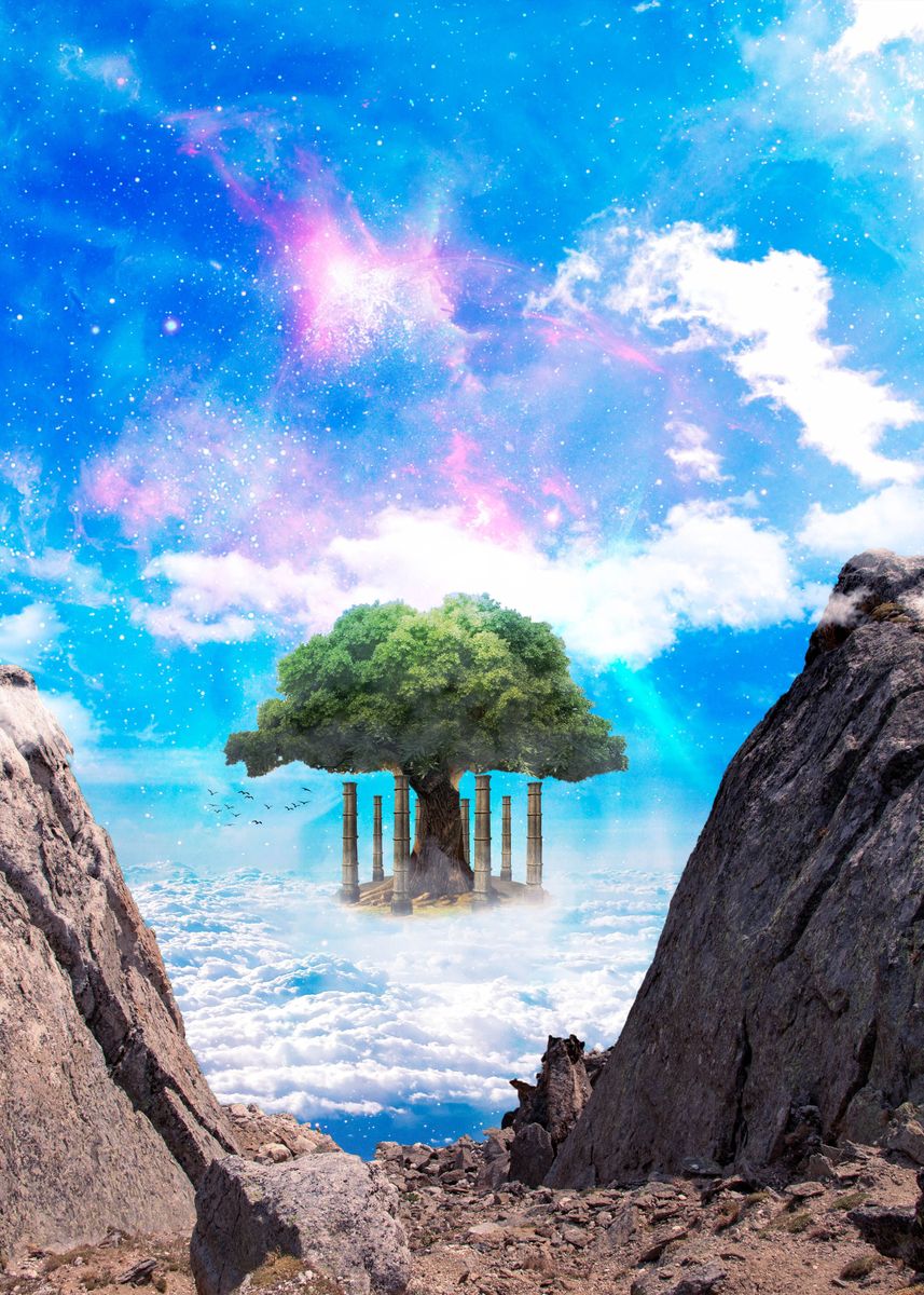 'Cloud Tree' Poster, picture, metal print, paint by Shaheen Khan | Displate