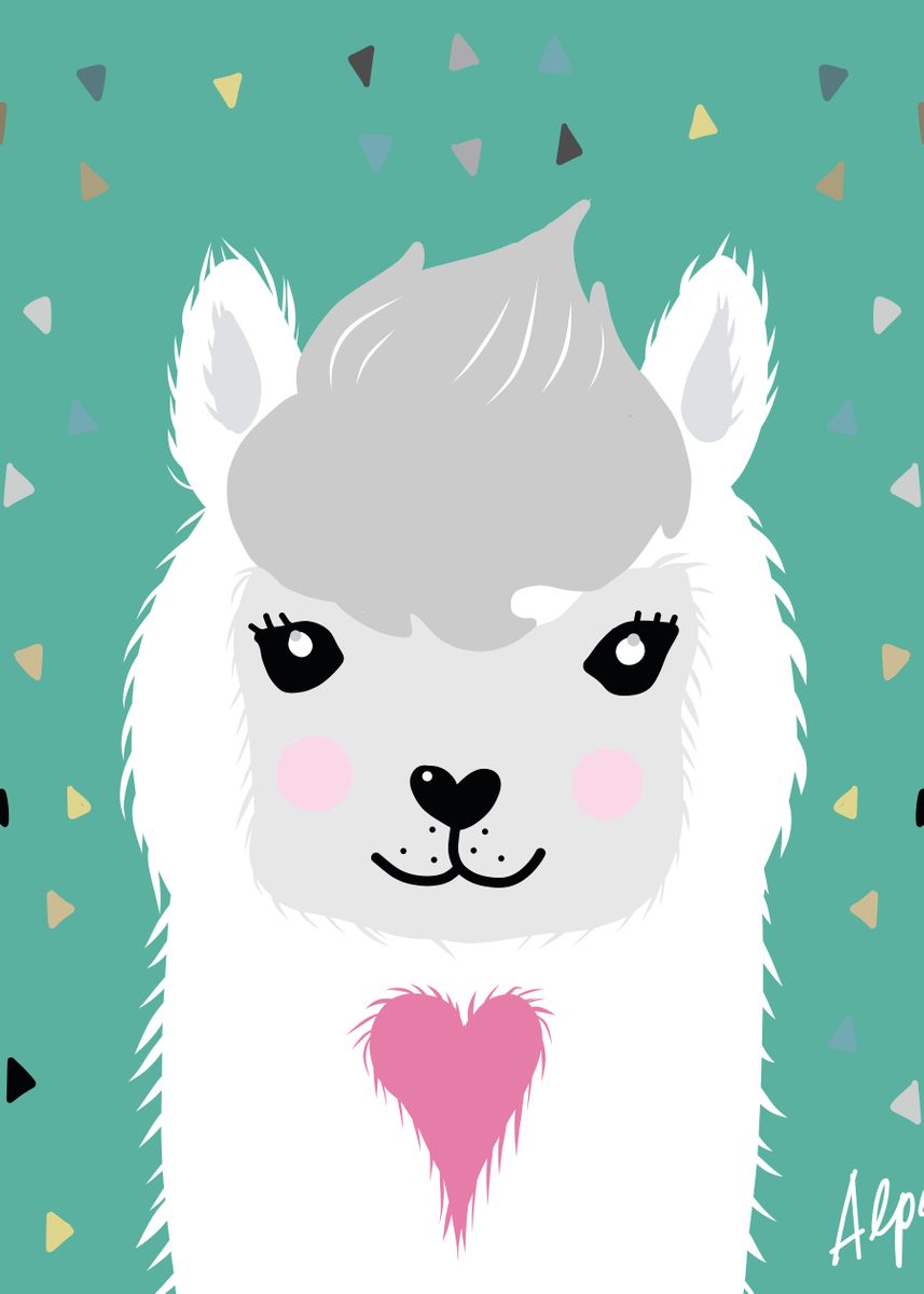 'Cute Alpaca ' Poster, picture, metal print, paint by Queensy Collin ...