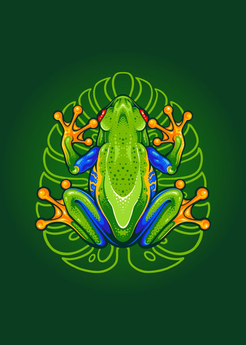 'Frog on leaf' Poster, picture, metal print, paint by DianeFFlower ...