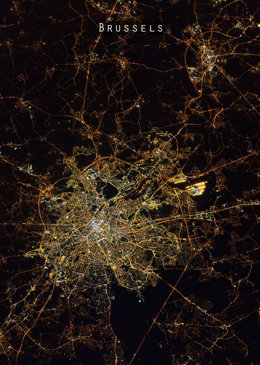 'Brussels at night' Poster, picture, metal print, paint by Marcel ...