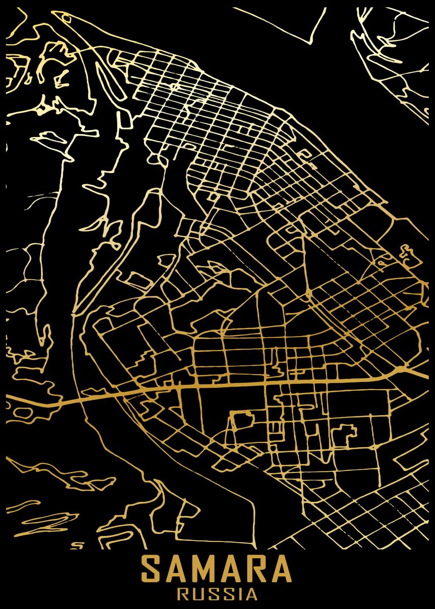 'Samara Russia City Map' Poster, picture, metal print, paint by ...