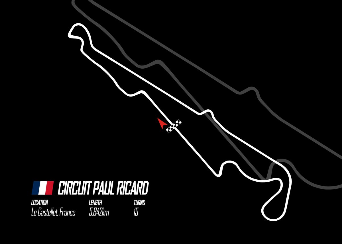 'Circuit Paul Ricard map' Poster by Mad Crabs Creations | Displate