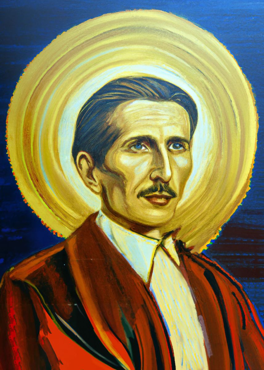 'Nikola Tesla Ikona Icon AI' Poster, picture, metal print, paint by Vuk ...