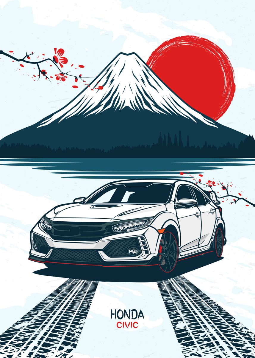 'Honda Civic' Poster, picture, metal print, paint by Faissal Thomas ...
