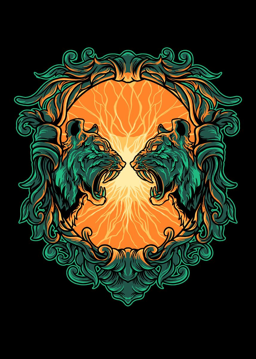 'Tiger battle' Poster by Tran Duc Hieu | Displate