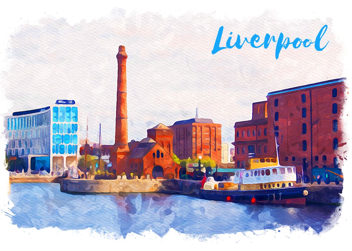 'Liverpool City watercolor' Poster by Max Ronn | Displate