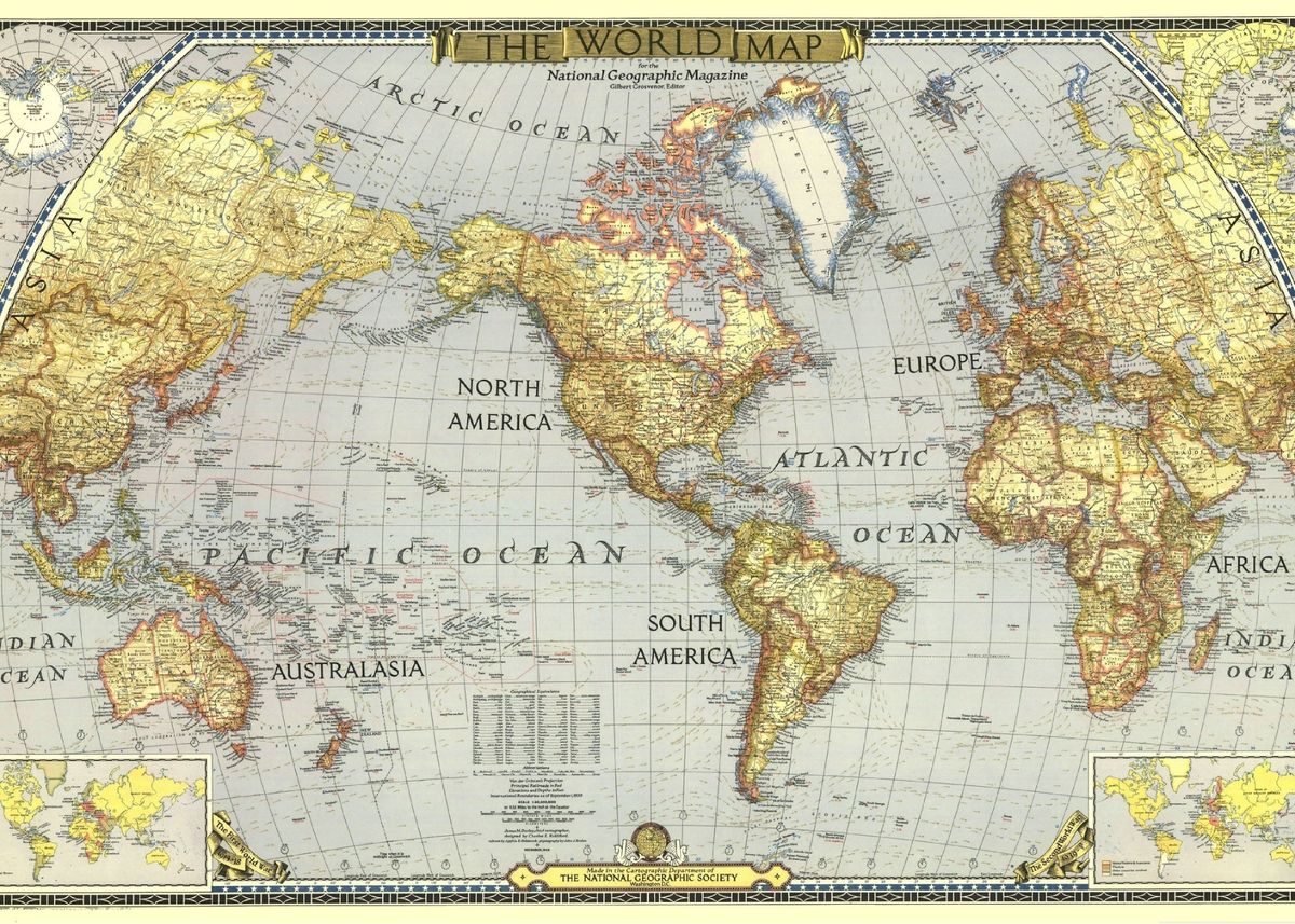 'Vintage Map of the World' Poster by Bramcrye | Displate