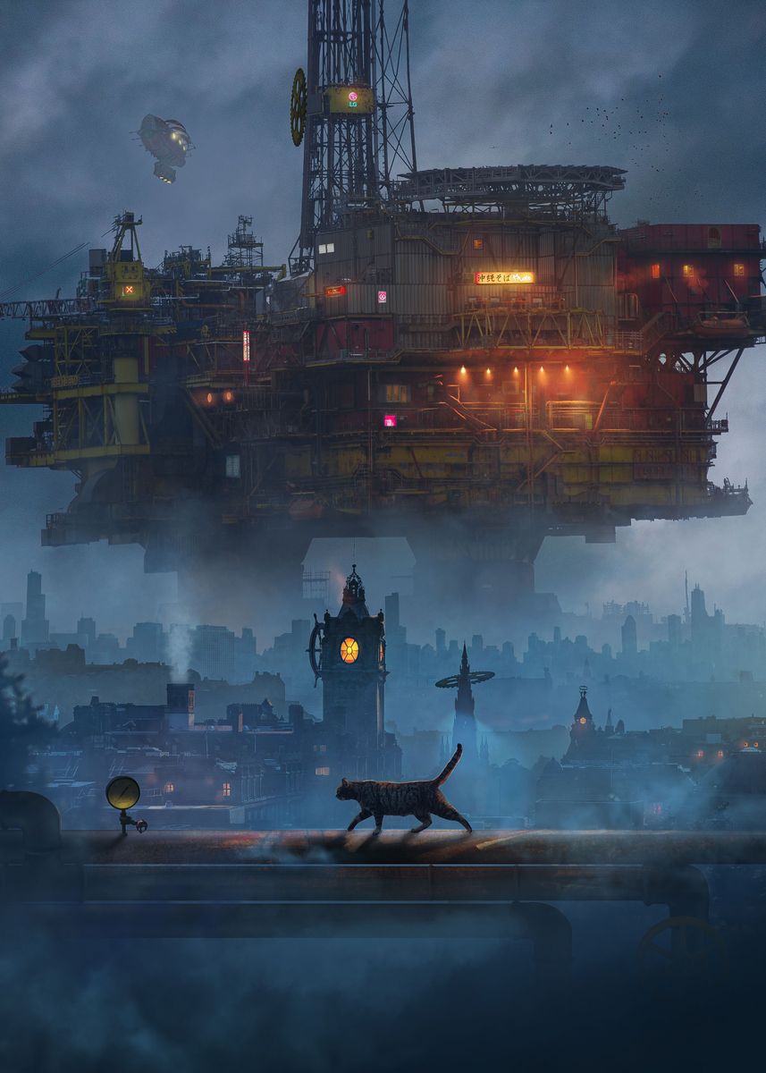 'Cyberpunk city' Poster, picture, metal print, paint by wowmello | Displate