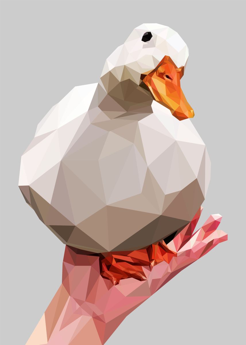 'white duck on palm' Poster, picture, metal print, paint by Lowpoly ...