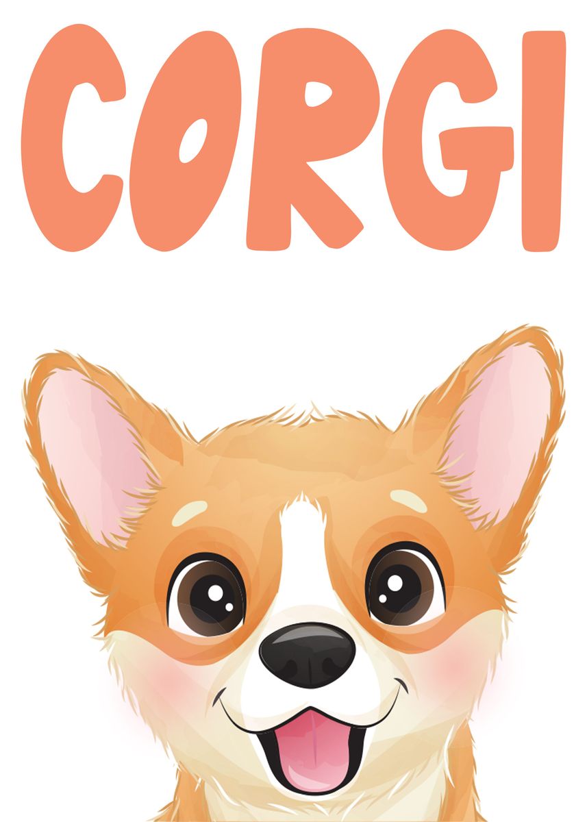 'Corgi' Poster, picture, metal print, paint by Phan Van Hai | Displate