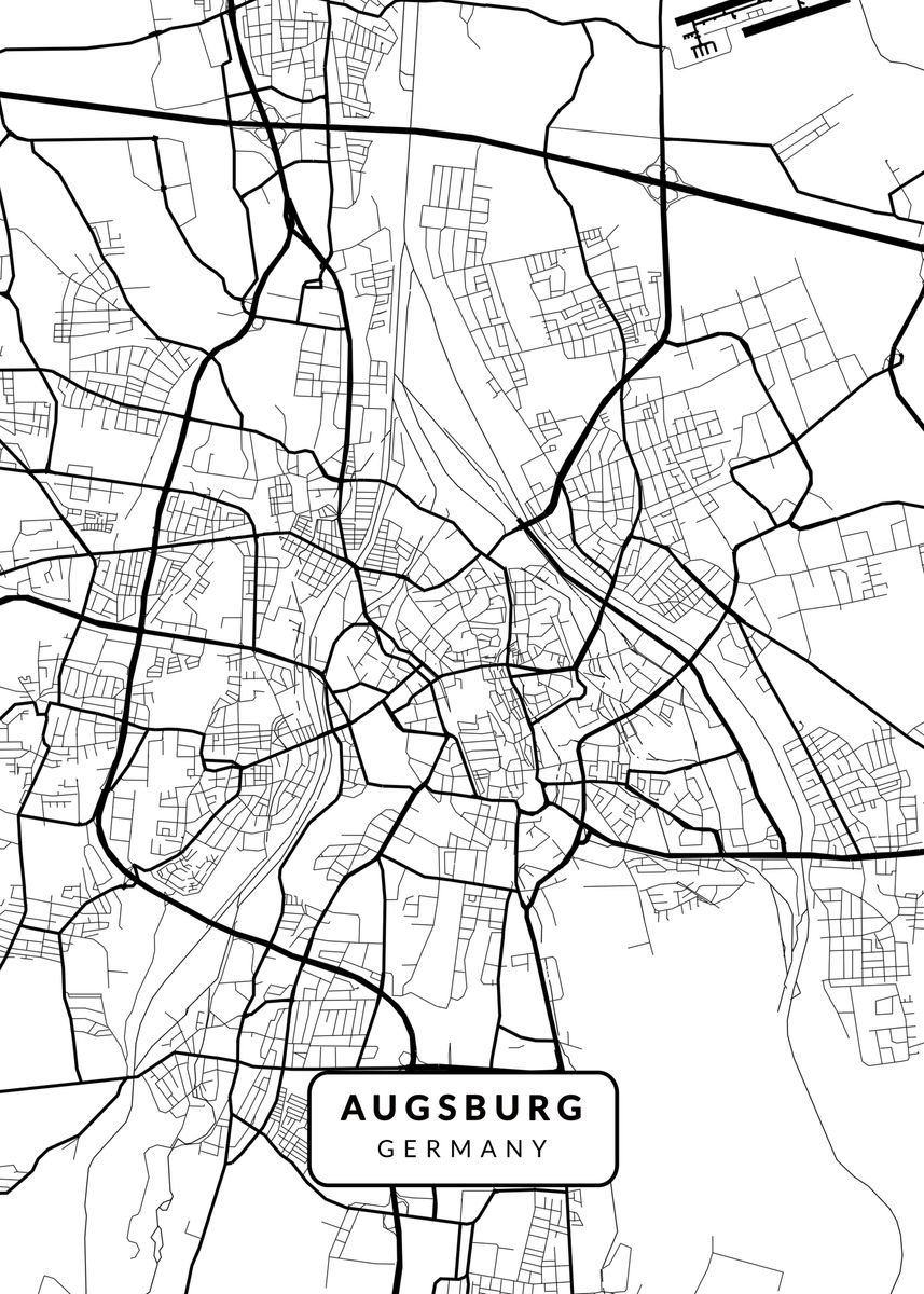 'Abstract Augsburg Map' Poster, picture, metal print, paint by Raka Halilintar | Displate