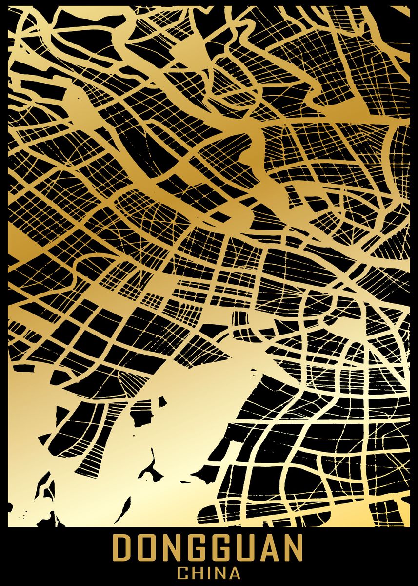 'Dongguan China City Map' Poster, picture, metal print, paint by ...