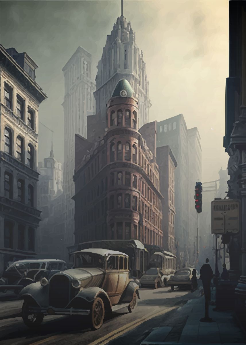 'New York old city ' Poster, picture, metal print, paint by M Art ...