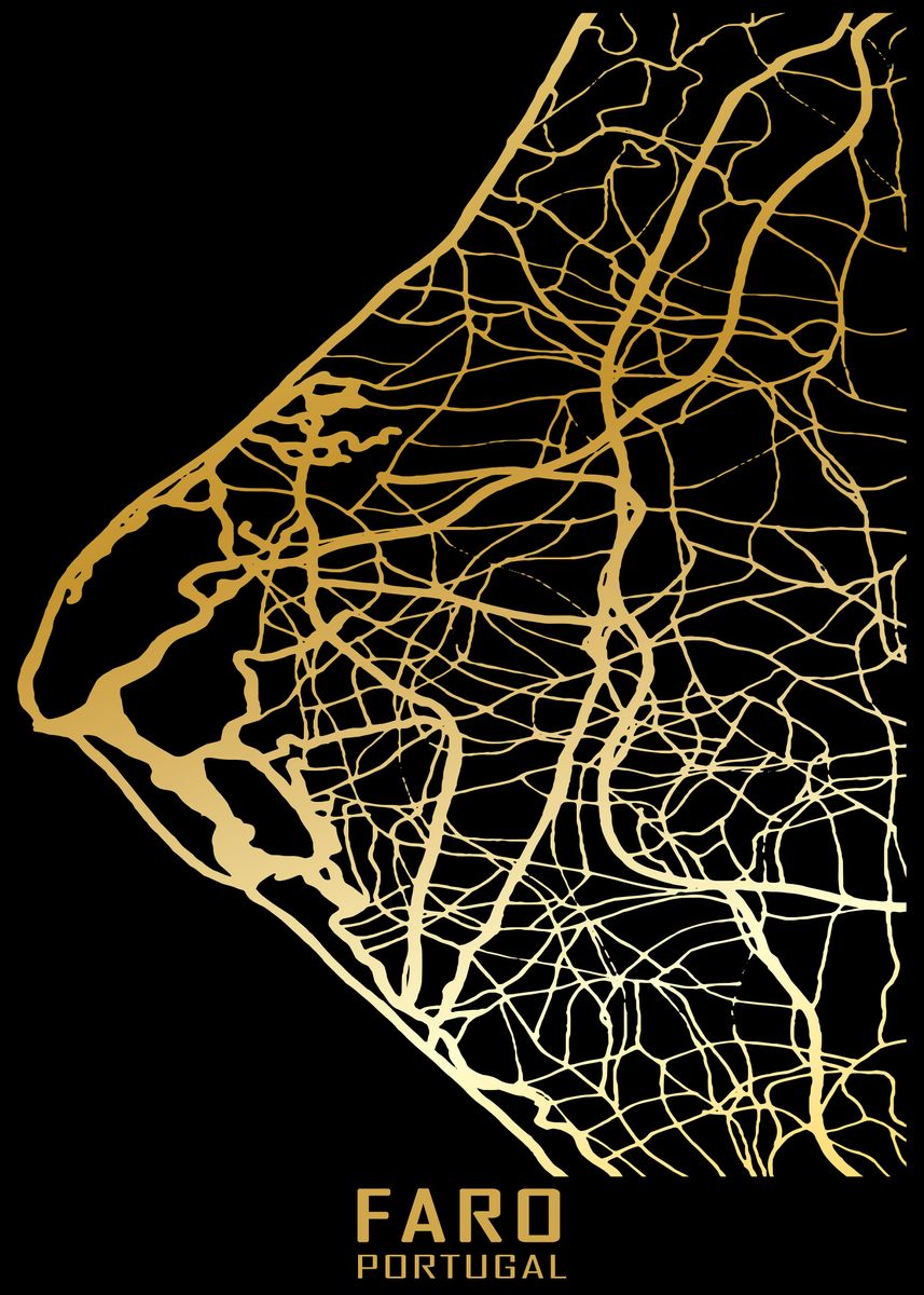 'Faro Portugal City Map' Poster, picture, metal print, paint by ...