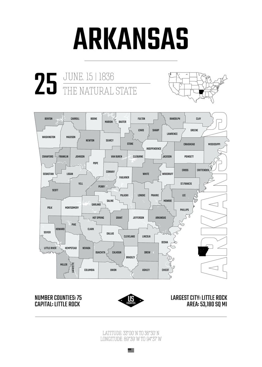 'Arkansas USA state map' Poster by Designersen | Displate