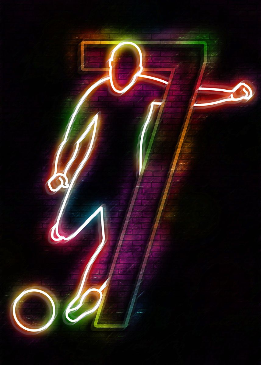 'neon football 7' Poster, picture, metal print, paint by Izmo Scribbles ...