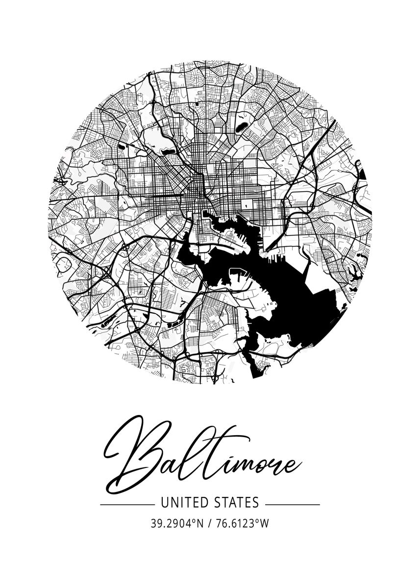 'Baltimore City Map' Poster by Nae | Displate