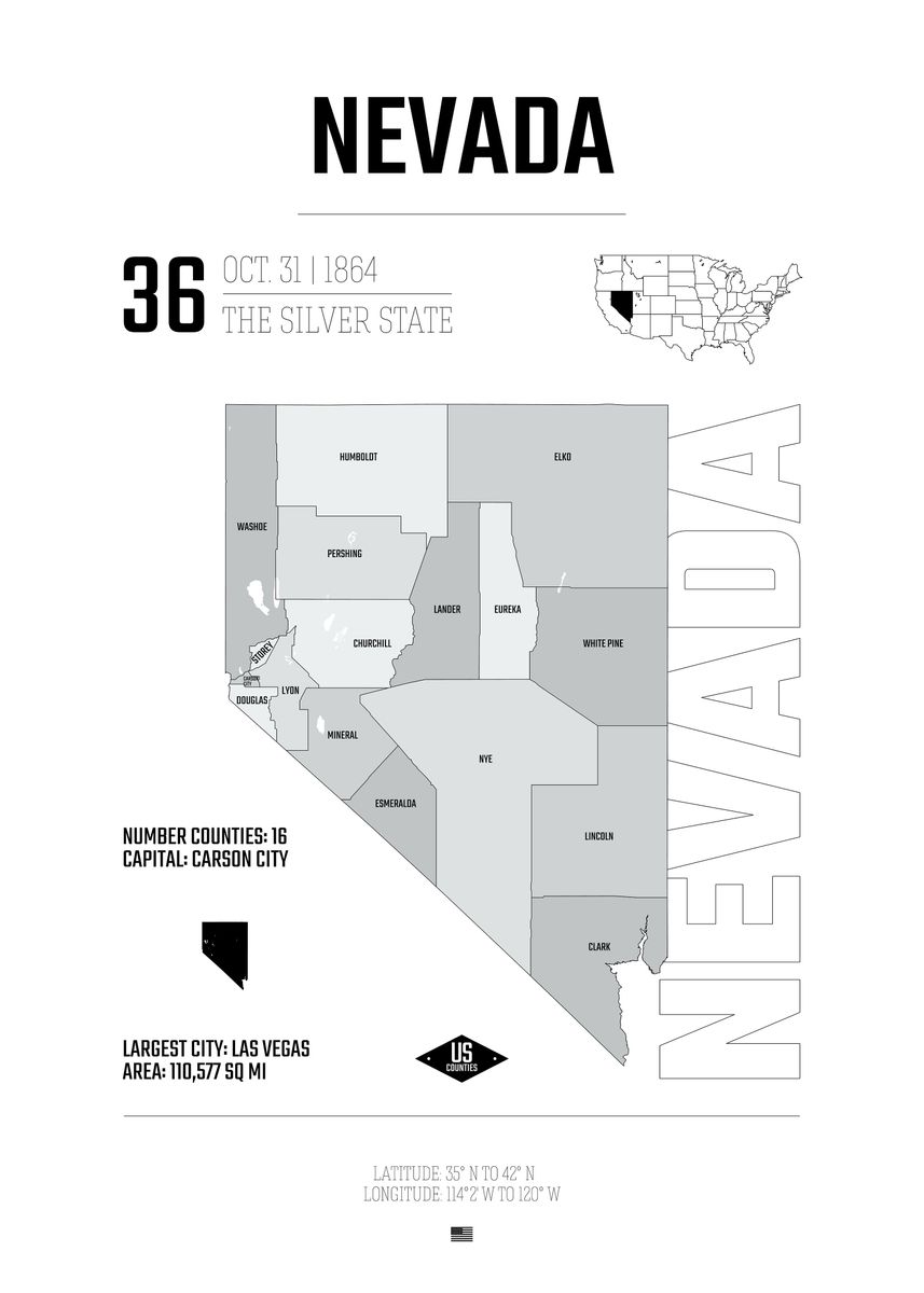 'Nevada USA state map' Poster by Designersen | Displate