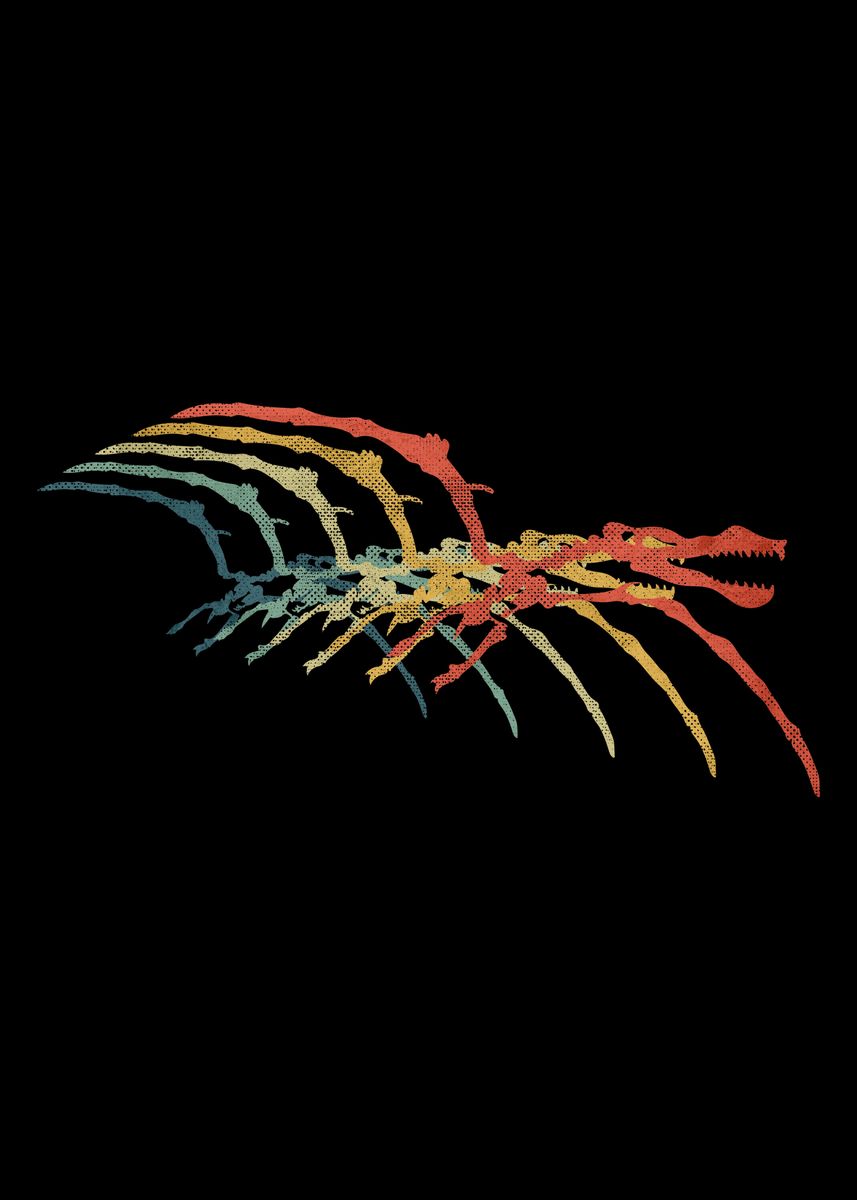 'Dinosaur Flying Skeleton' Poster, picture, metal print, paint by El ...