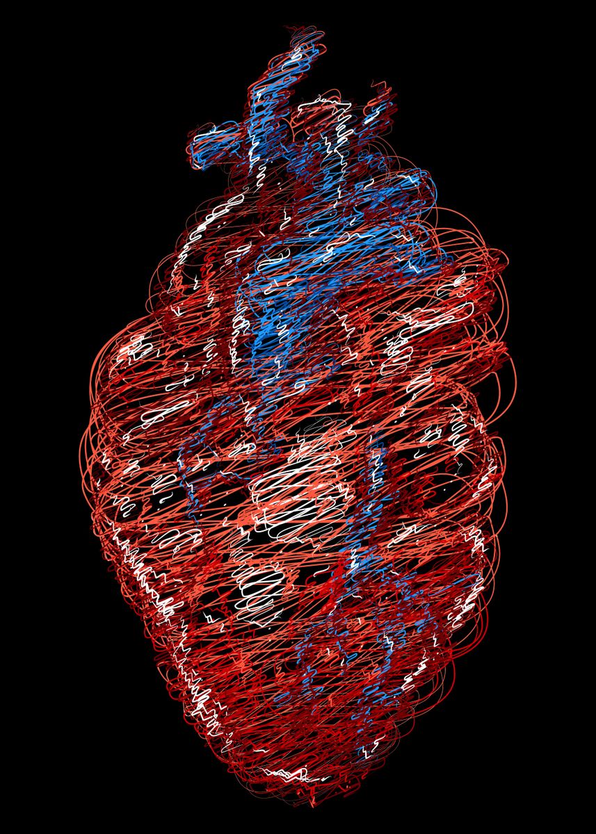 'Heart' Poster, picture, metal print, paint by One Line Artist | Displate