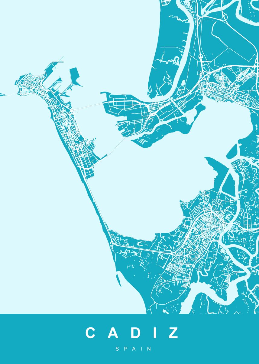 'CADIZ Map SPAIN ' Poster, picture, metal print, paint by UrbanMaps ...