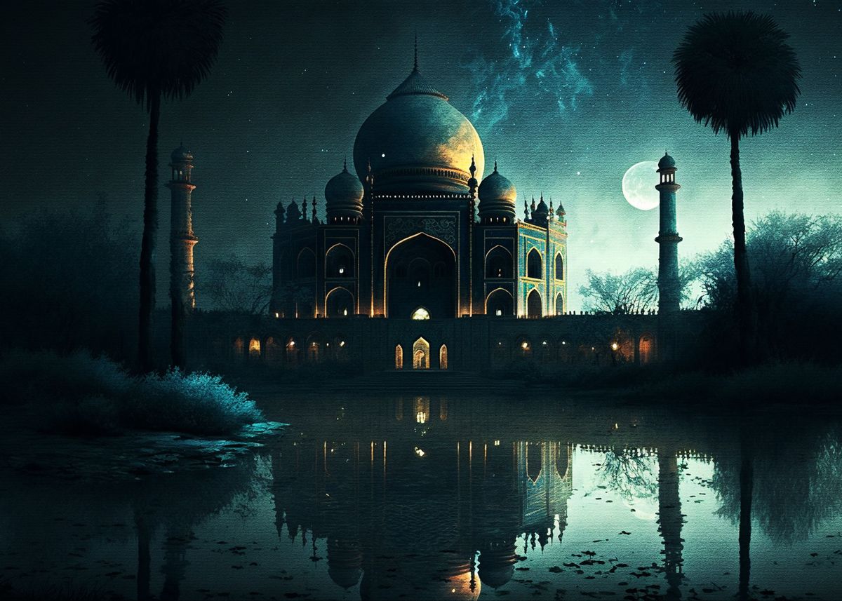 'Taj Mahal at night' Poster by Coffee Design | Displate