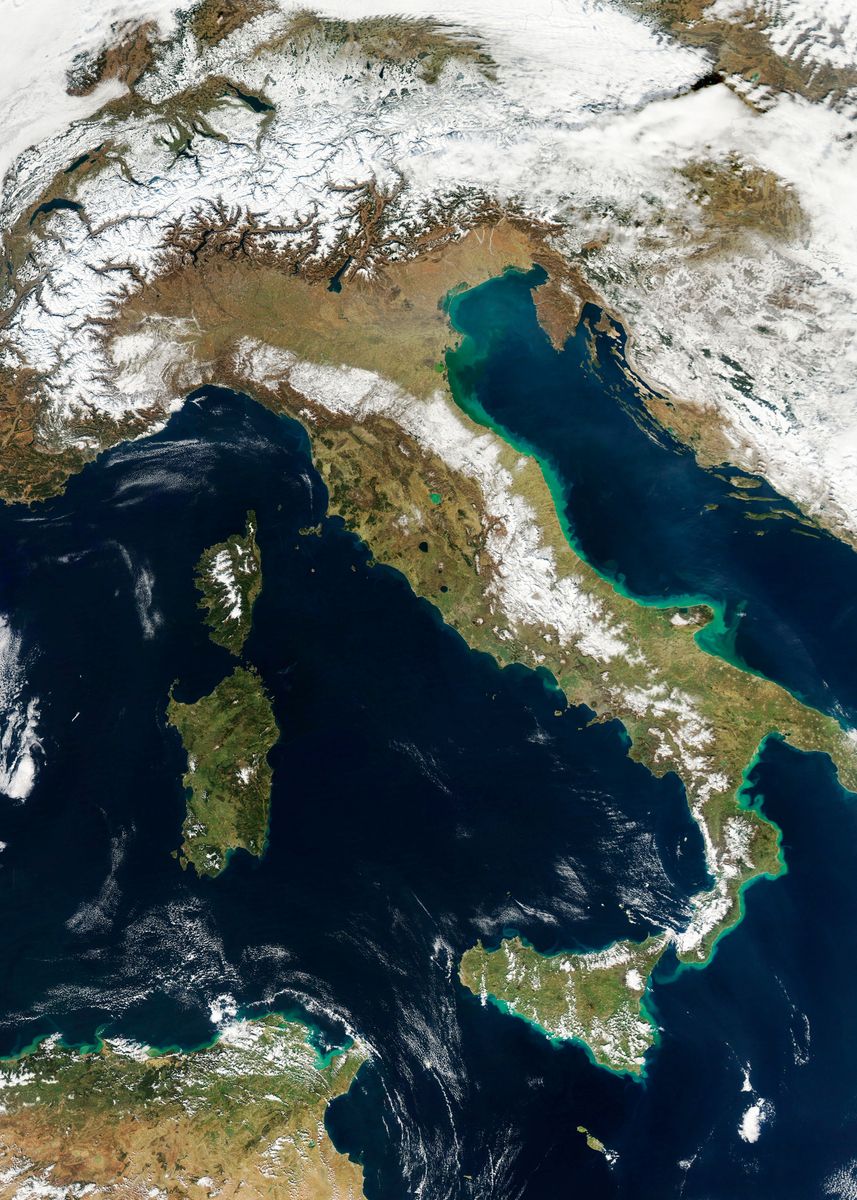 'Italy from Above ' Poster, picture, metal print, paint by Tim | Displate