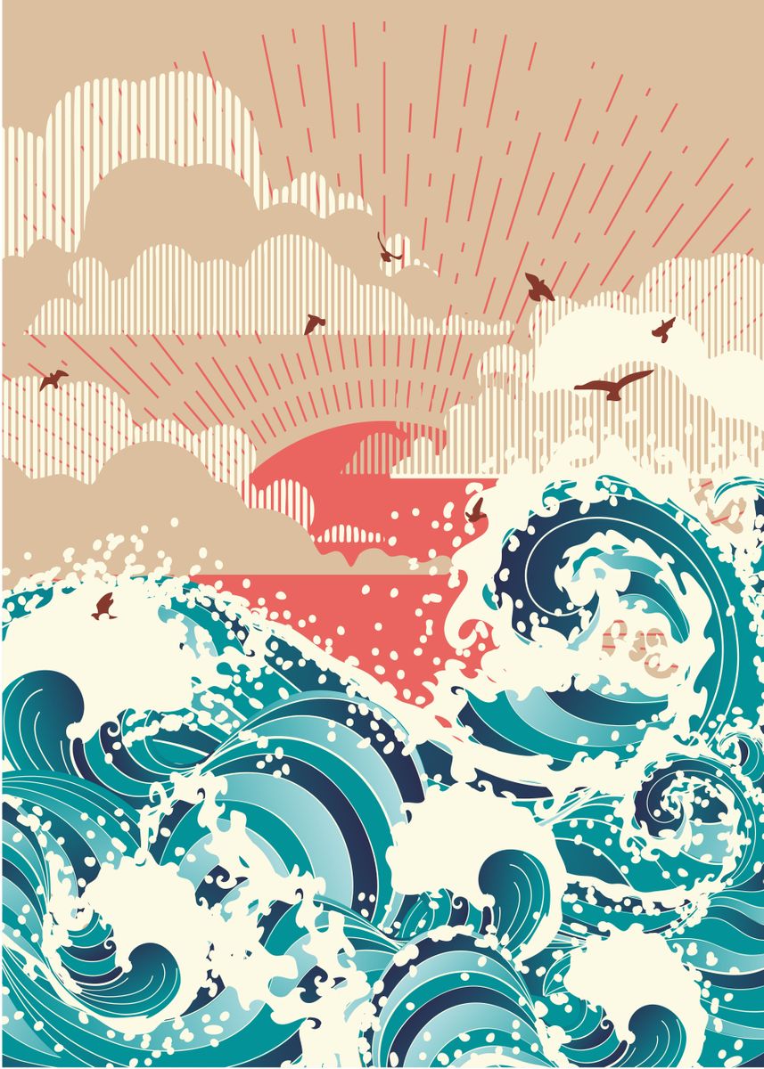 'Great Wave Off Kanagawa' Poster, picture, metal print, paint by ...