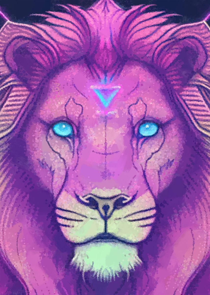 'Purple magic lion' Poster, picture, metal print, paint by Evgenuy ...
