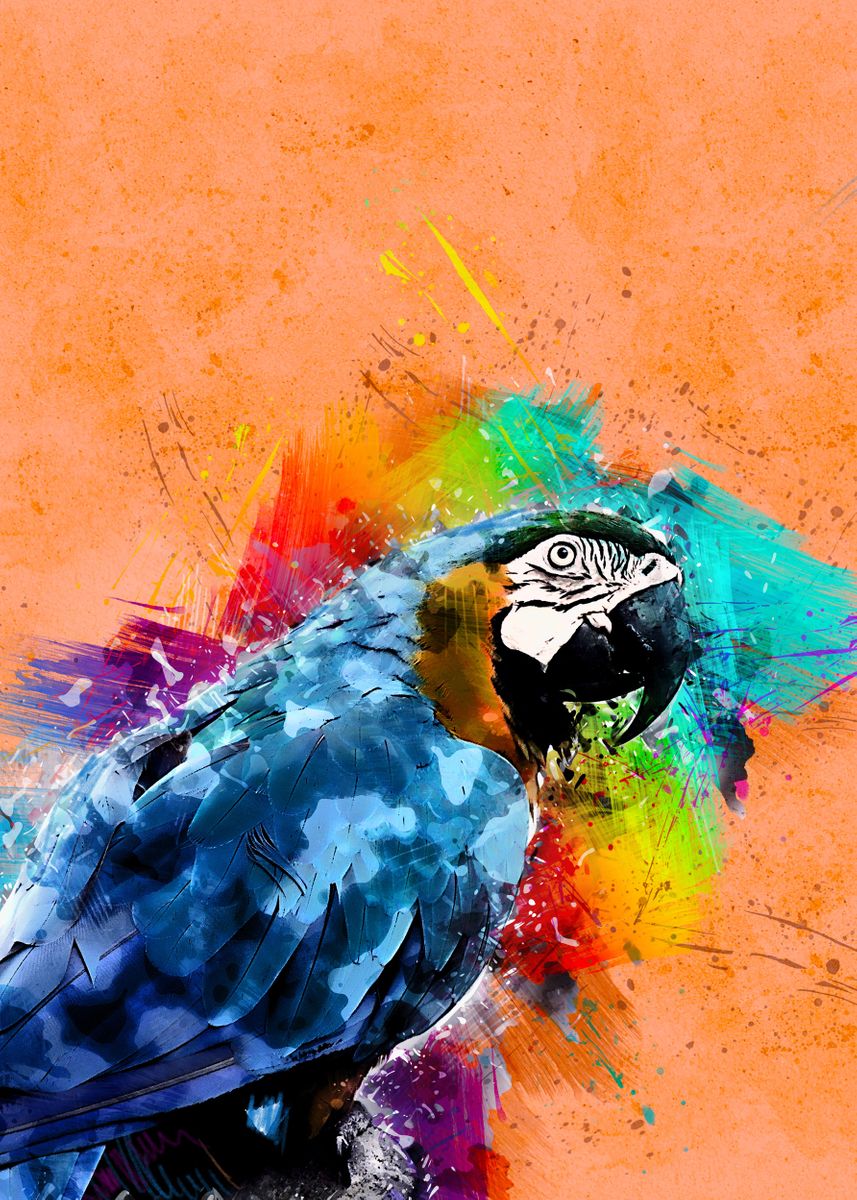 'Macaw 251' Poster, picture, metal print, paint by TaTu Art | Displate
